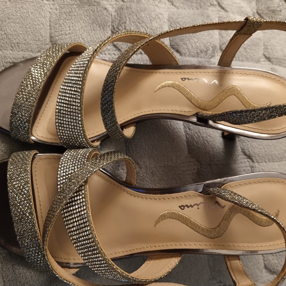 Nina | Shoes | Nina Gold Glitter Strappy Heels | Poshmark